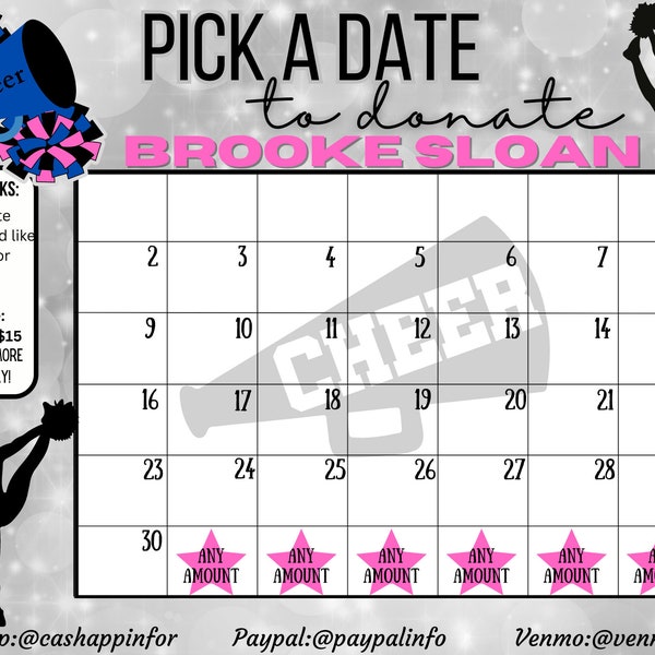 Cheer Calendar Fundraiser Template - Etsy