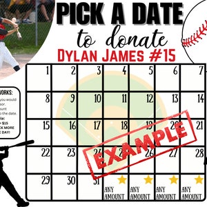 EDITABLE Baseball Template, Pick a Date to Donate, Fundraiser, Pay the ...