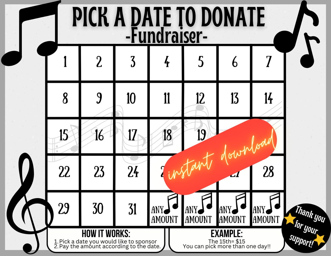 Music Pick a Date to Donate, Band Fundraiser, Choir Fundraiser, School ...