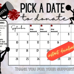 Cheer September Maroon, Pick a Date to Donate, Fundraiser Calendar, Pay ...