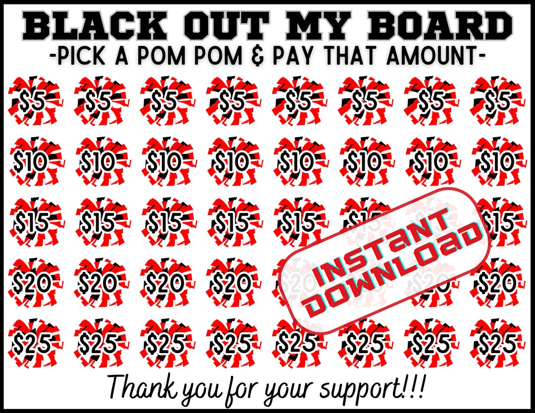 Cheer RED Black Out Board, Pick a Date to Donate Fundraiser, Red, Pay ...