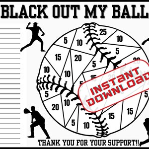 Baseball Black Out My Ball, Fill My Baseball, Black Out Board, Pick a ...