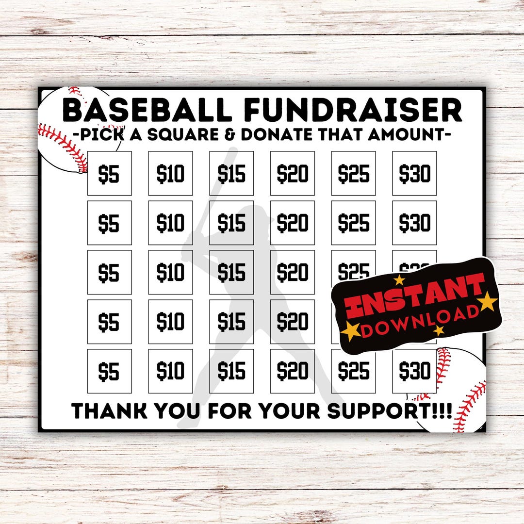 Baseball Fundraiser, Clear My Board, Black Out My Board, Pick a Date to ...