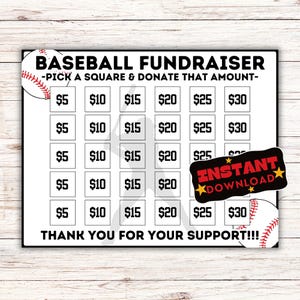 Baseball Fundraiser, Clear My Board, Black Out My Board, Pick a Date to ...