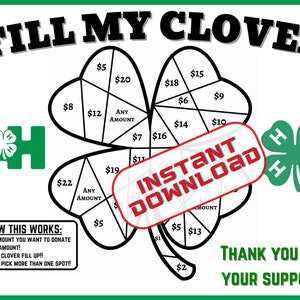 Fill My Clover, 4H Fundraiser, Black Out Board, Pick a Date to Donate ...