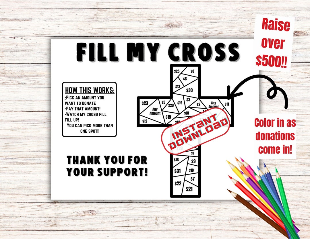 Fill My Cross Fundraiser, Church Fundraiser, Church Camp Pick a Date ...