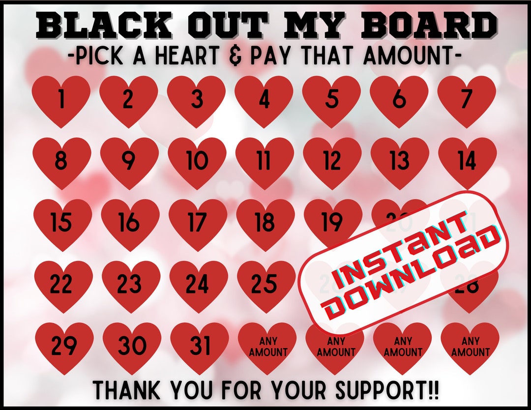 All Purpose Black Out My Board, Pick a Date to Donate, Fundraiser, Pay ...