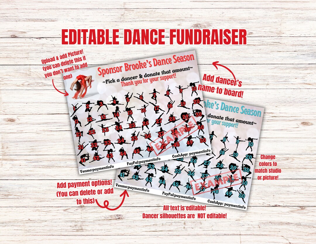 DANCE Calendar Editable Fundraiser, 50 Sponsor My Season, Pick a Date ...