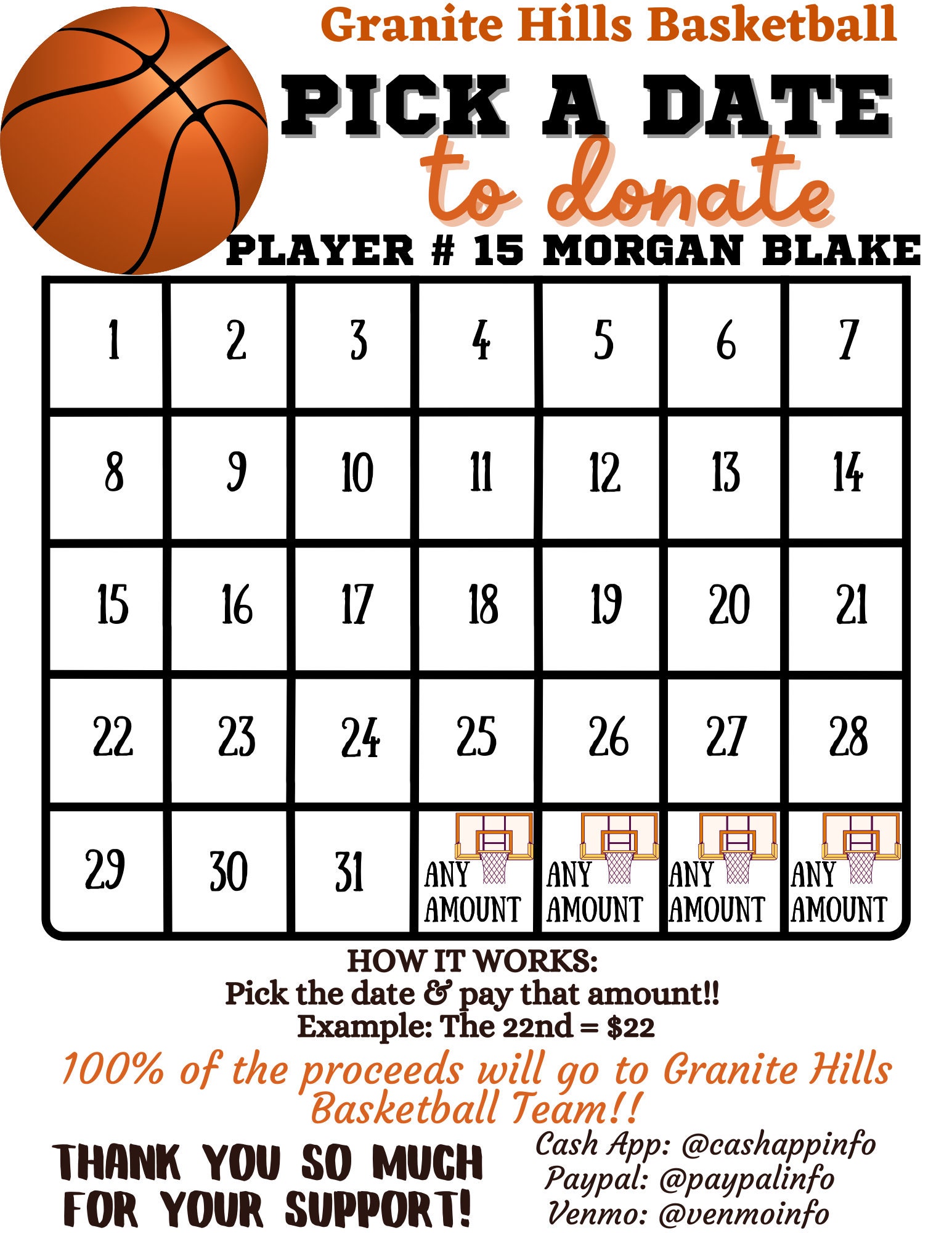 EDITABLE Basketball Template, Editable Basketball Template, Pick a Date ...