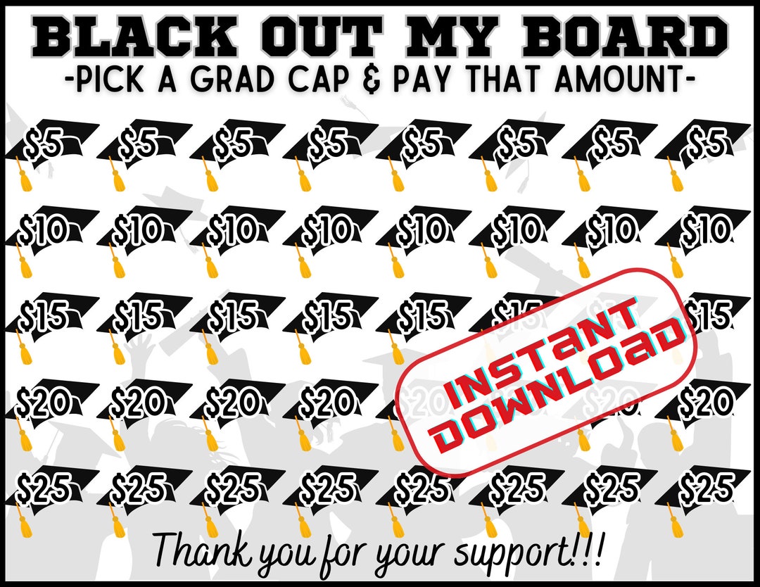 Graduation Senior Black Out My Board, Pick a Date to Donate Fundraiser ...