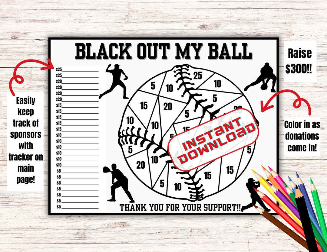 Baseball Black Out My Ball, Fill My Baseball, Black Out Board, Pick a ...