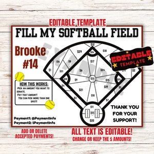 Editable Softball Fundraiser, Fill My Softball Field Fundraiser ...