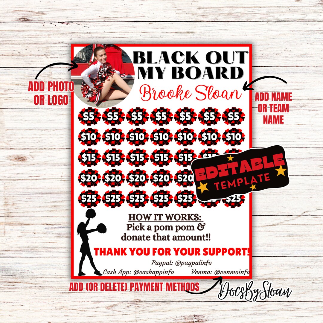 EDITABLE Cheer Template Pick a Date Fundraiser Calendar Sponsor a Date ...