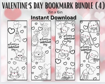 Coloring Bookmarks Valentine's Day Cards - Etsy