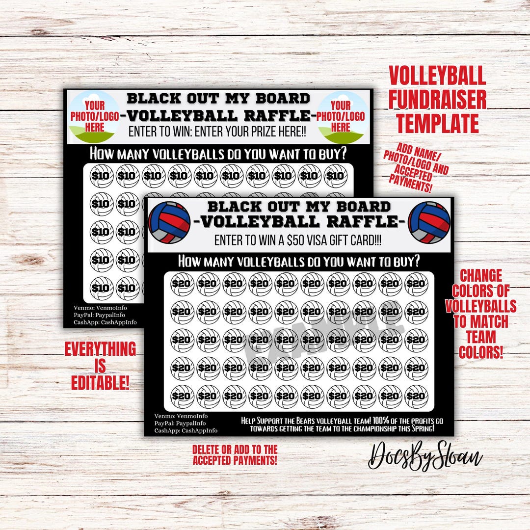 EDITABLE VOLLEYBALL Black Out My Board, Volleyball Raffle, Flyer ...