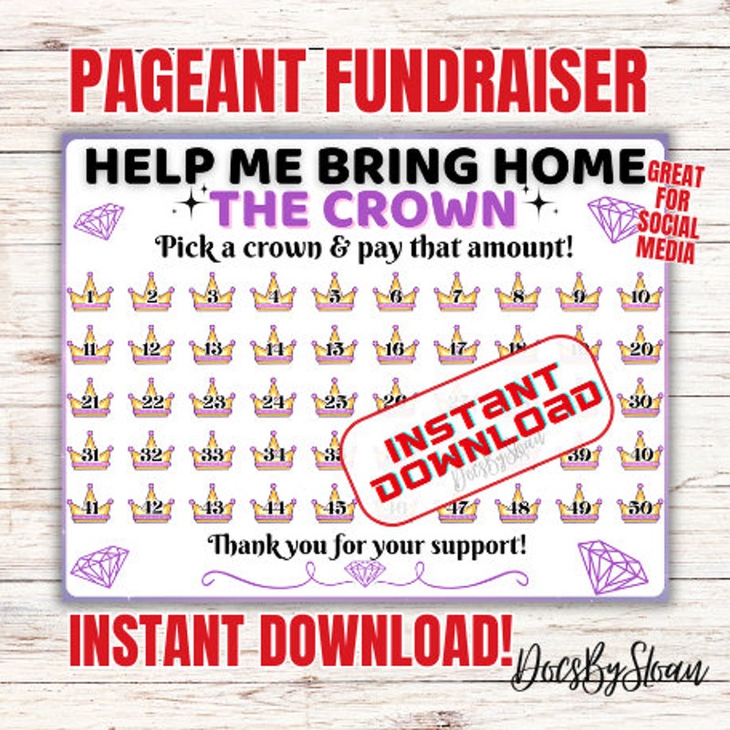 Crown Fundraiser Template - Etsy