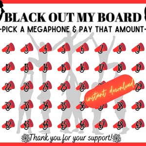 Cheer, Black Out My Board 50, Pick a Date to Donate Fundraiser, Pay the ...