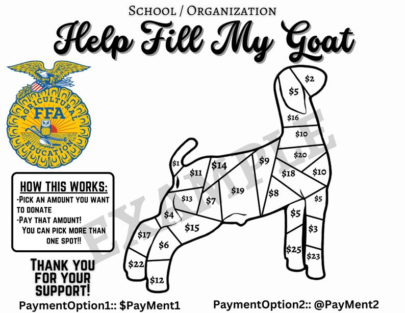 Editable Goat Fundraiser, Fill My Pig Fundraiser, Rodeo Pick a Date ...