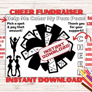 Color My Pom Pom, Cheer Fundraiser, Fill My Poms, Black Out Board, Pick ...