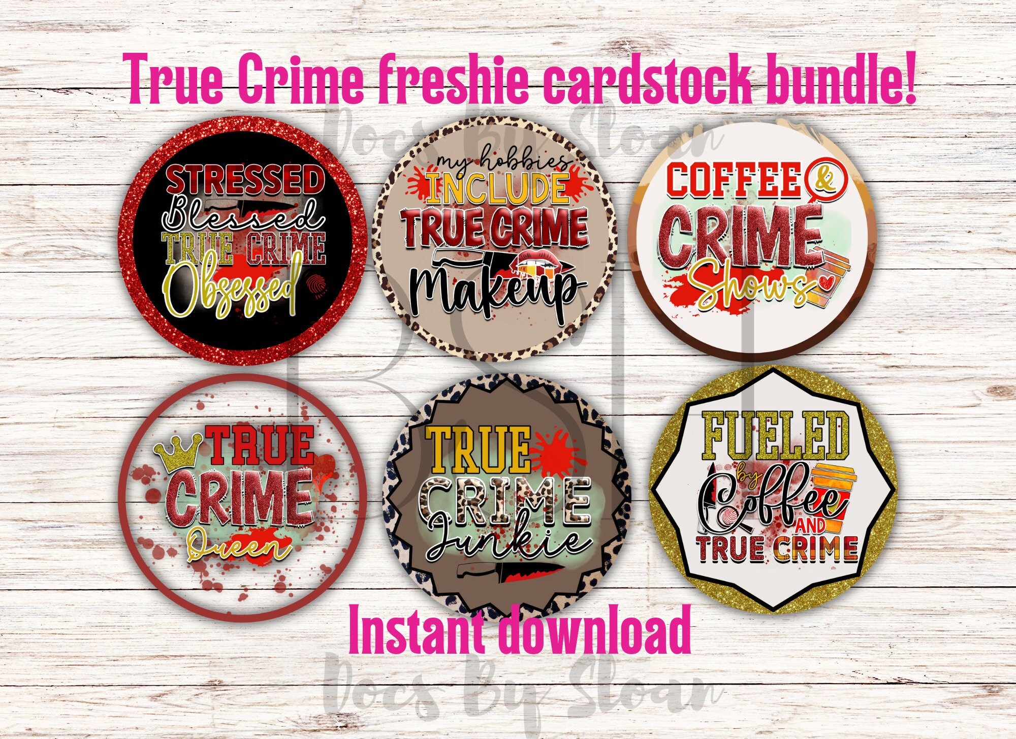 True Crime Cardstock Bundle, True Crime Freshies, Digital Cardstock ...