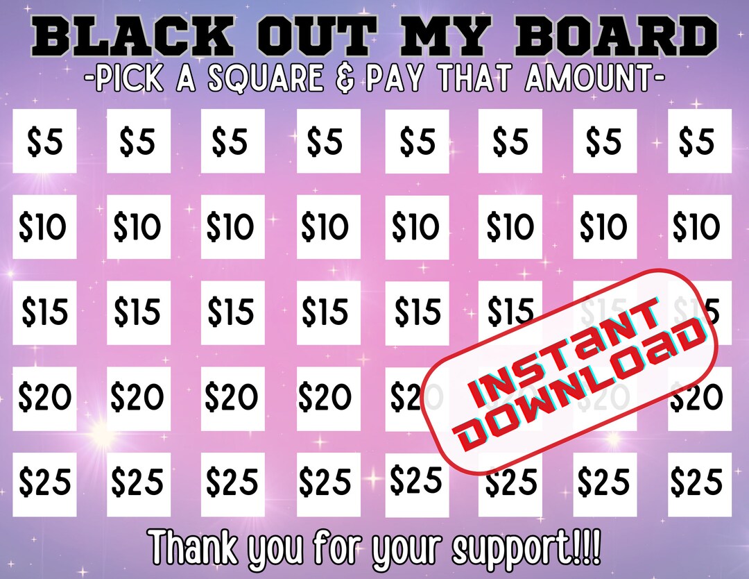 Black Out My Board, Fundraiser, Pick a Date to Donate, Pay the Date ...