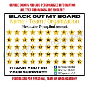 EDITABLE All Purpose Template Black Out My Board Pick a Date Fundraiser ...