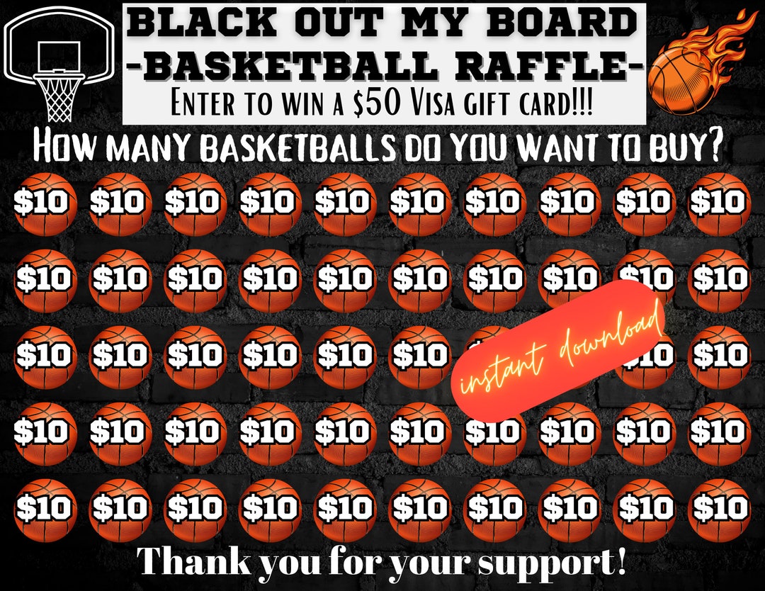 Basketball Black Out My Board, Basketball Raffle, Flyer, Fundraiser ...