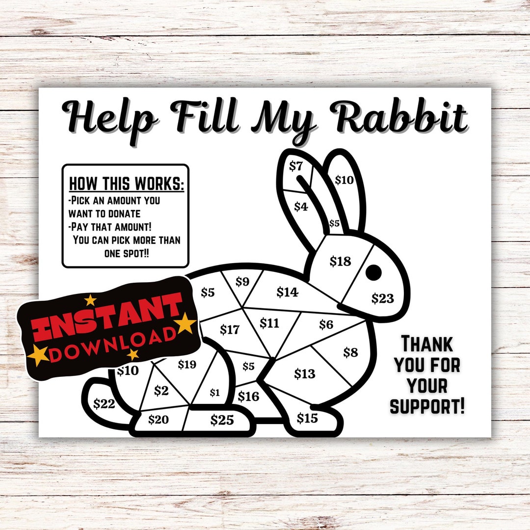 Fill My Rabbit, Black Out Board, Pick a Date to Donate, Digital Print ...