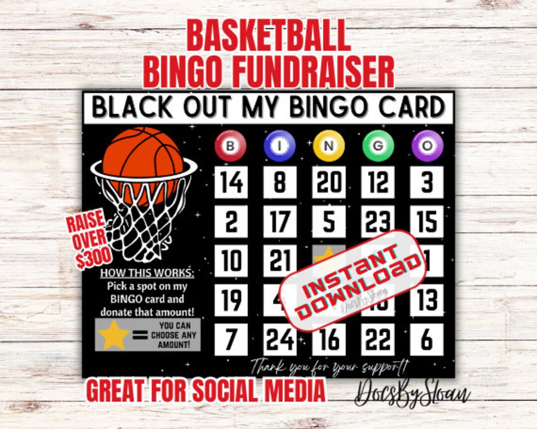Basketball Fundraiser BINGO , Black Out My Board, Basketball Team ...