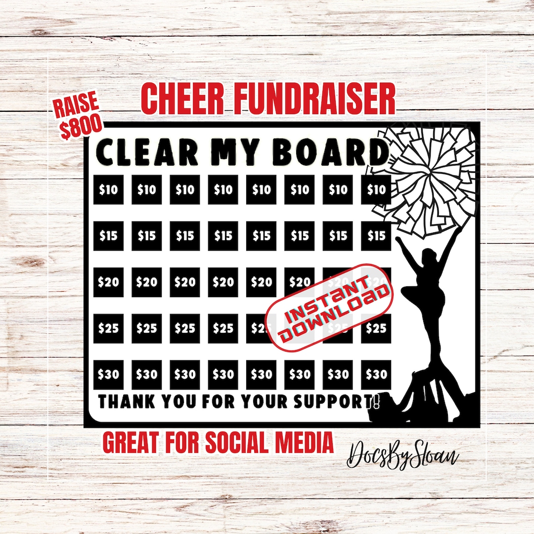 Cheerleading Fundraiser, Clear My Board, Blackout My Board, Pick a Date ...