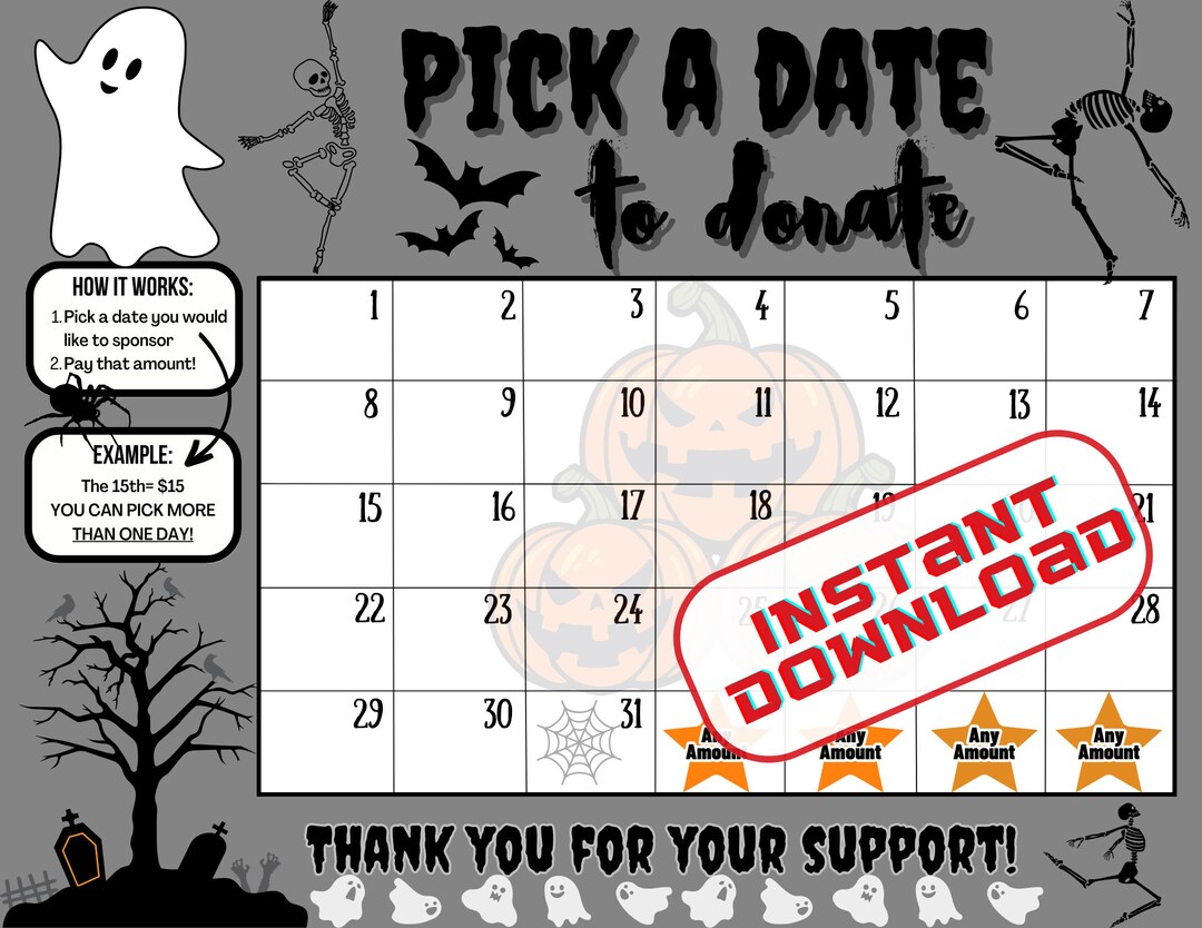 Dance October Halloween Pick a Date to Donate, Fundraiser, Pay the Date ...