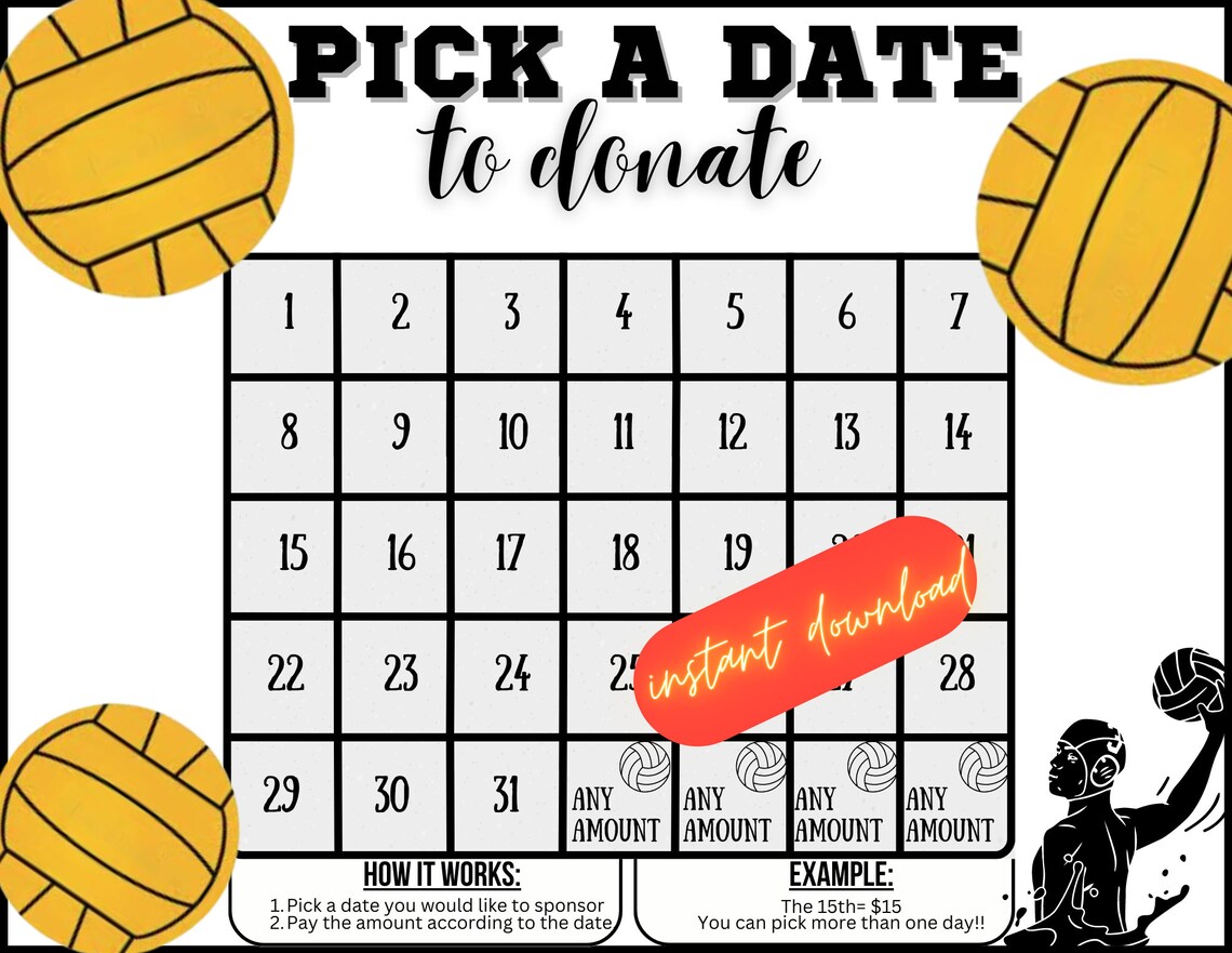 Water Polo Pick a Date Fundraiser, Water Polo Raffle, Flyer, Waterpolo ...