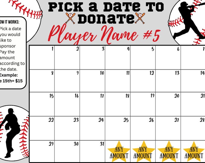 EDITABLE Fill My Bases Template, Baseball, Softball Pick a Date to ...