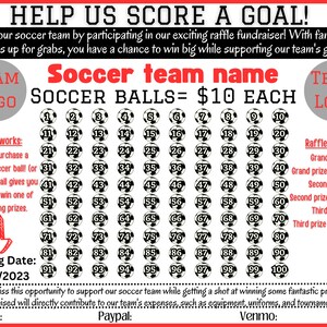 Soccer Editable Raffle, Soccer Fundraiser Template, Flyer, Soccer ...