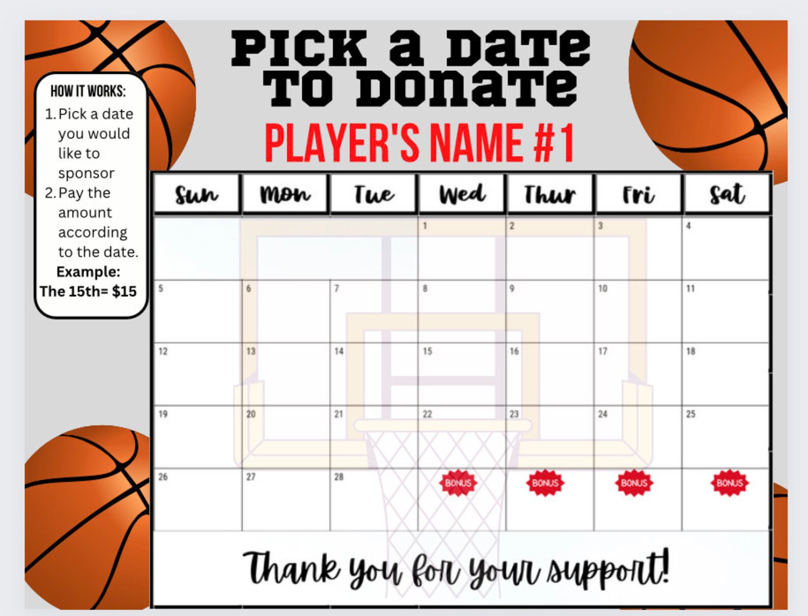 EDITABLE Basketball Template, Editable Basketball Template, L Pick a ...