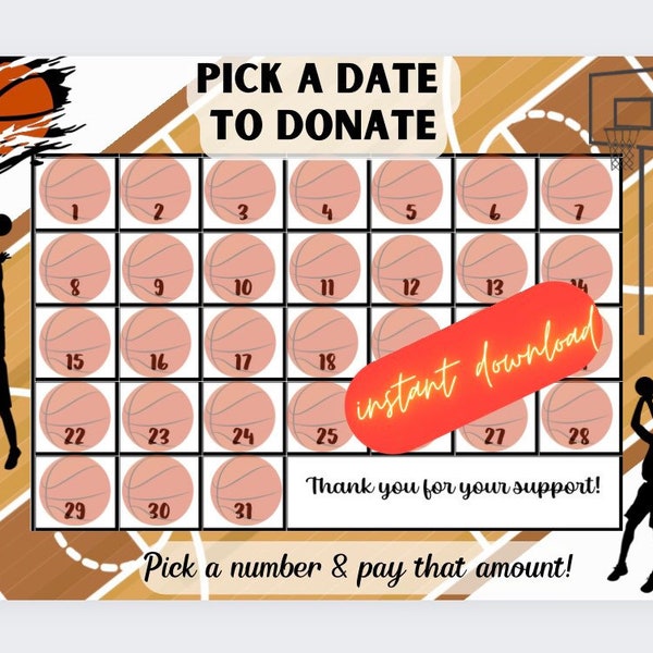 Fundraiser Calendar Basketball - Etsy