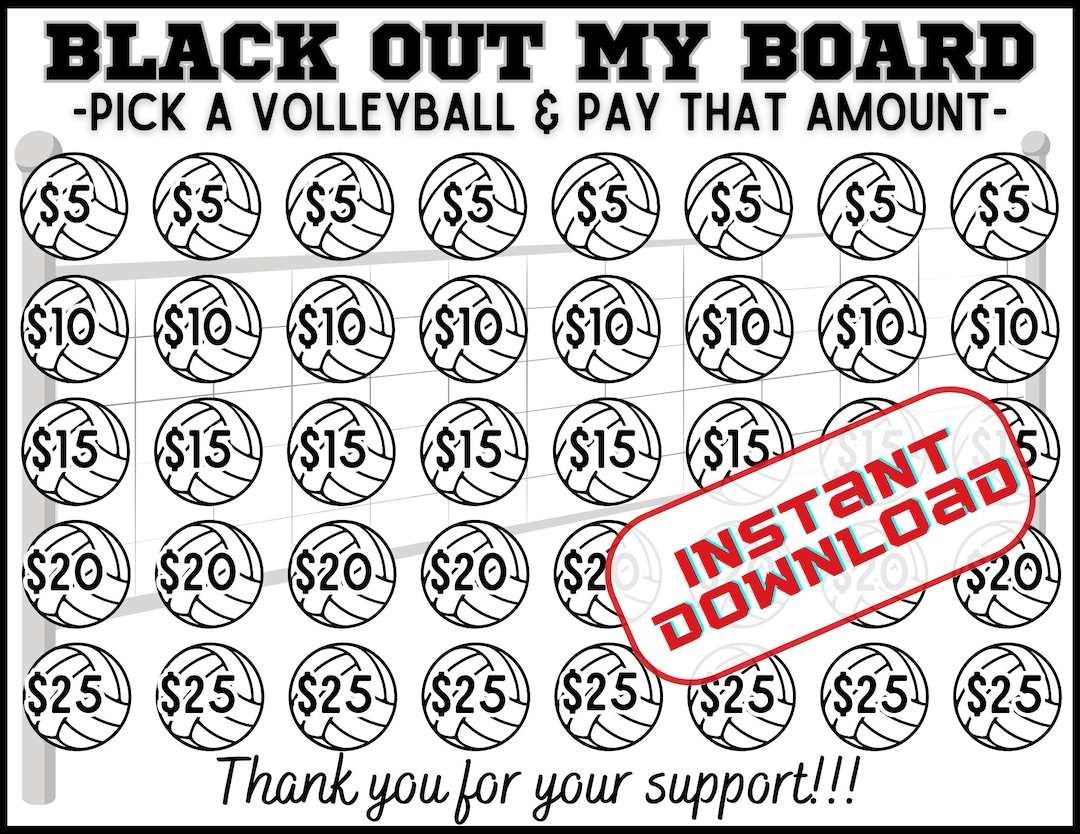 VOLLEYBALL Black Out My Board, Pick a Date to Donate Fundraiser, Pay ...