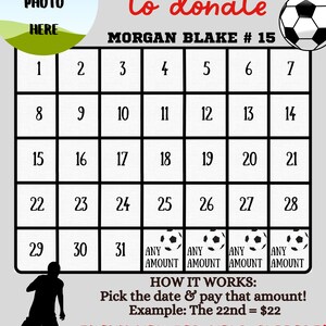EDITABLE Soccer Template Pick a Date Fundraiser Calendar Sponsor a Date ...