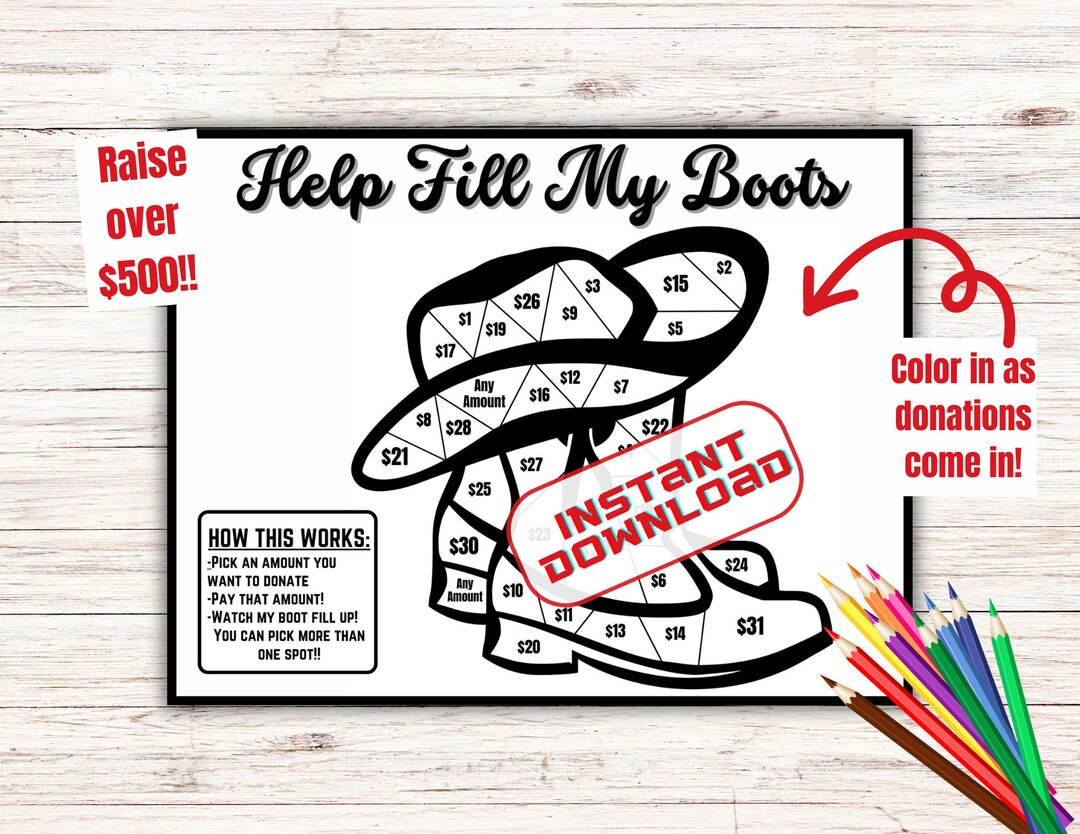 Fill My Boot Fundraiser, Drill Team Fundraiser, Boot Pick a Date, Black ...