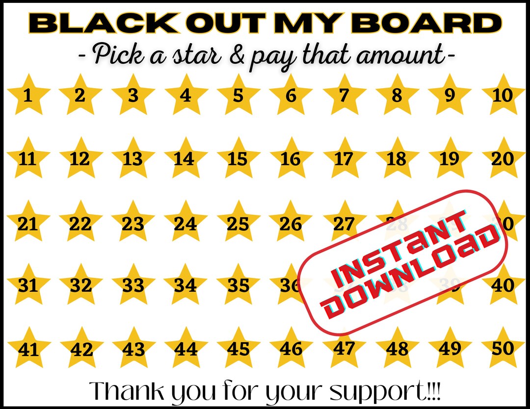 All Purpose Black Out My Board, Pick a Date to Donate, Fundraiser, Pay ...