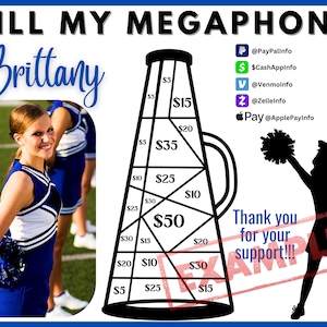 EDITABLE Cheer Girl Template Pick a Date Fundraiser, Fill My Megaphone ...