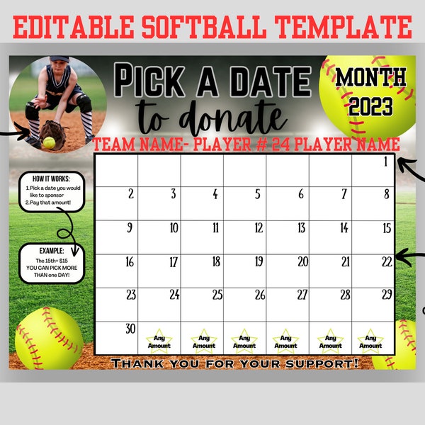 Calendar Template Etsy