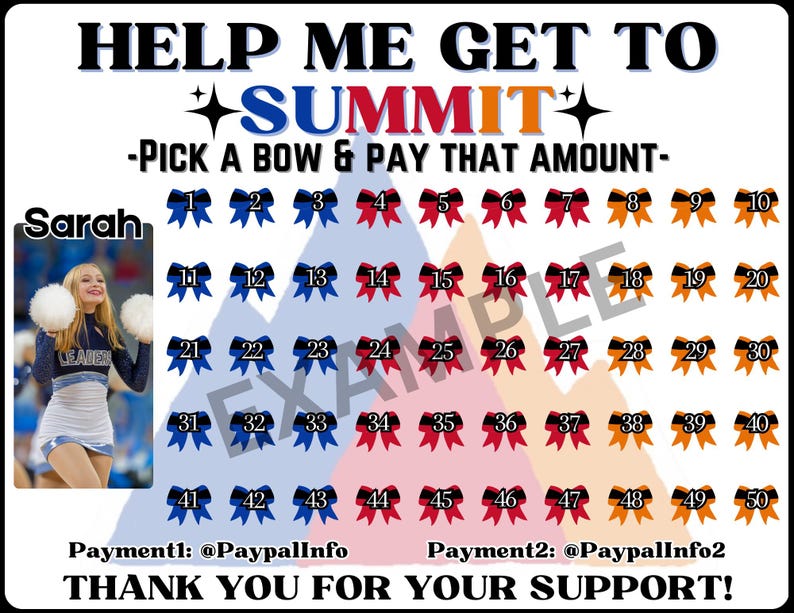 Editable Cheer, Summit Black Out My Board 50, Summit, Pick a Date to ...