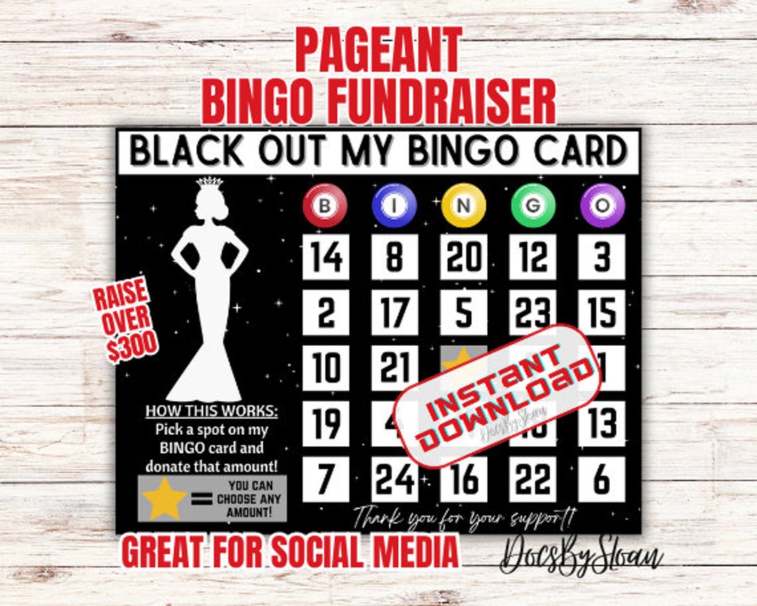 Pageant Fundraiser BINGO , Black Out My Board, Pageant Fundraiser, Pick ...