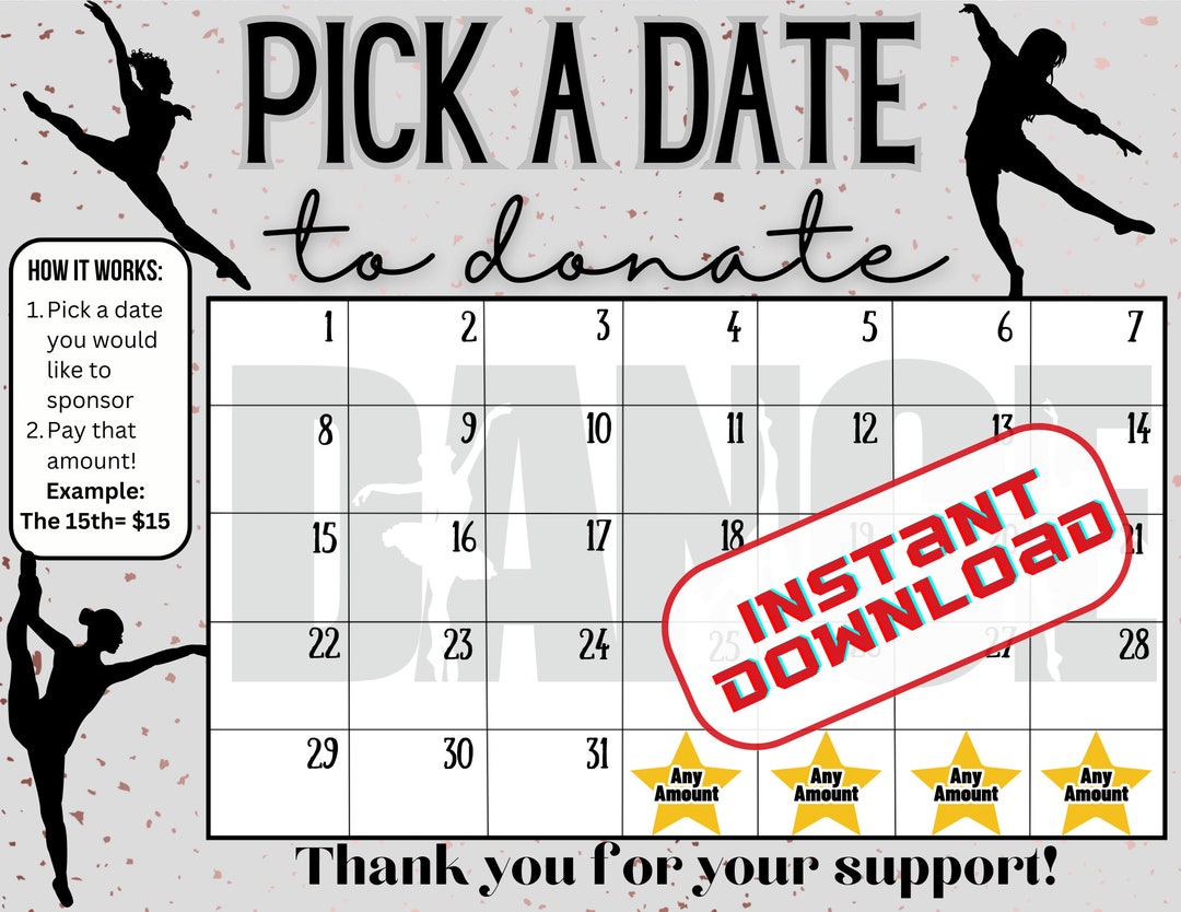 DANCE Pick a Date to Donate, Fundraiser, Fundraiser, Pay the Date ...