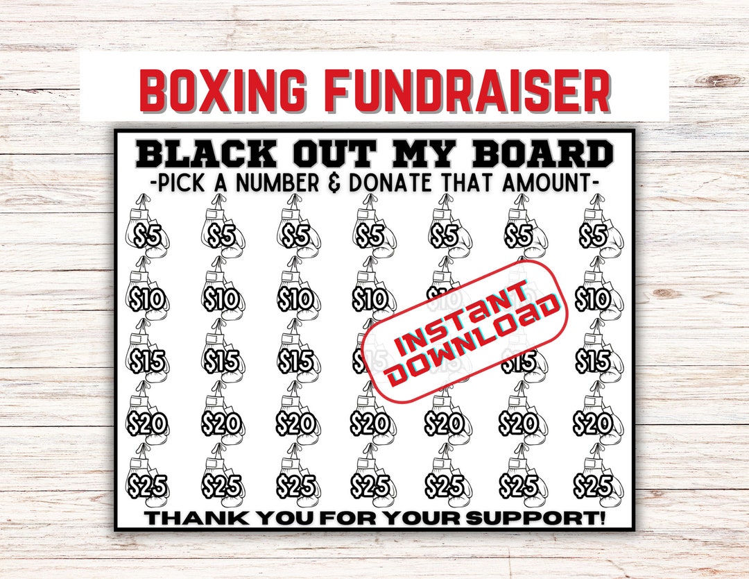 Boxing Fundraiser, Black Out My Board, Pick a Date to Donate Fundraiser ...