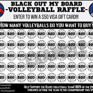 EDITABLE VOLLEYBALL Black Out My Board, Volleyball Raffle, Flyer ...