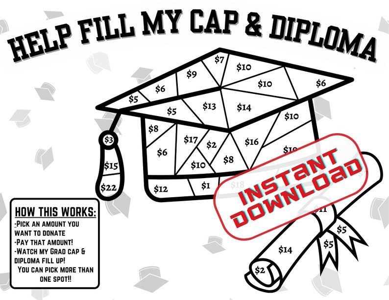 Graduation Fill My Grad Cap Diploma Clover, Black Out Board, Pick a ...