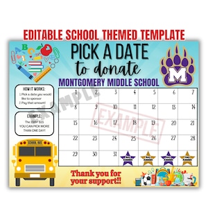 Editable School Pick a Date to Donate, Day Care, Pre School Fundraiser ...
