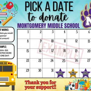 Editable School Pick a Date to Donate, Day Care, Pre School Fundraiser ...